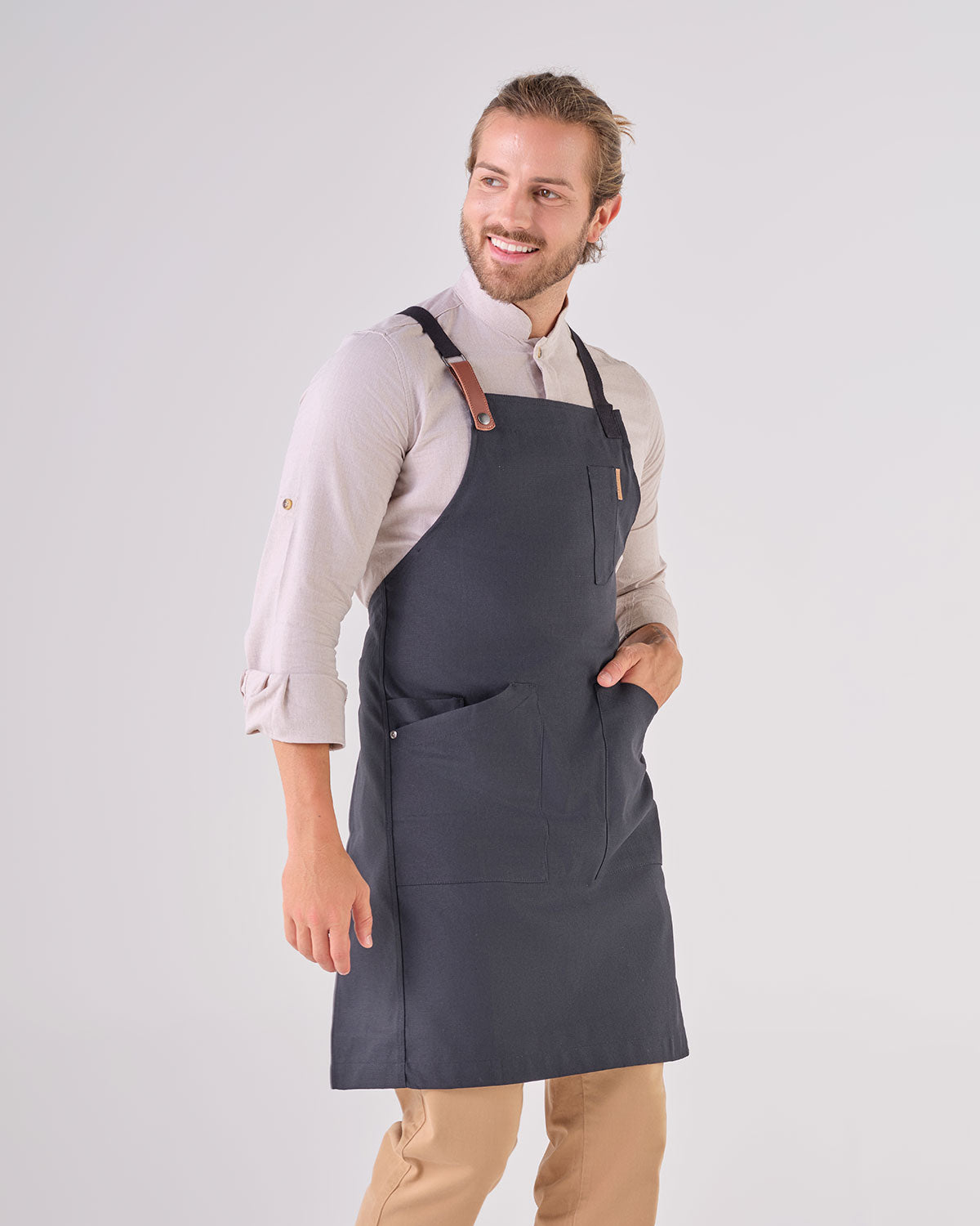 Avental Cruzado Retro Preto com Tiras Pretas