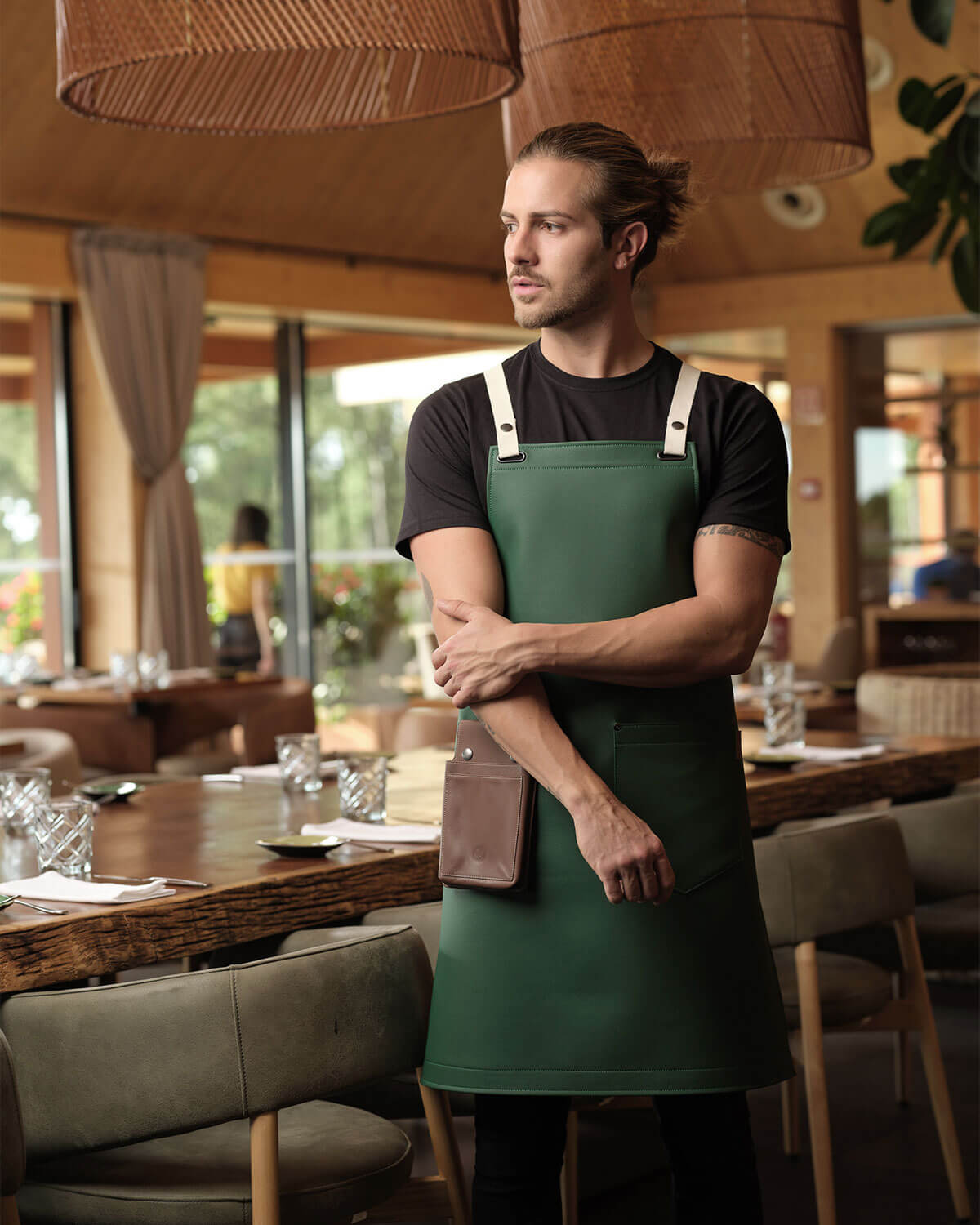 Avental Cruzado Eco-Leather Verde Floresta